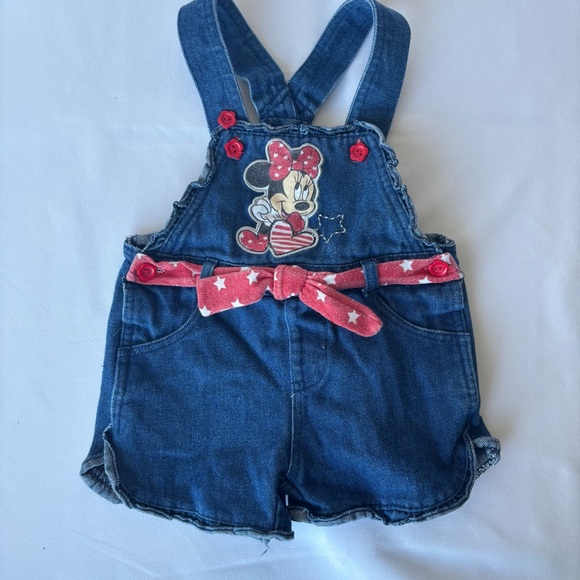 Disney | One Pieces | Disney Minnie Mouse Denim Overalls With Red Star ...